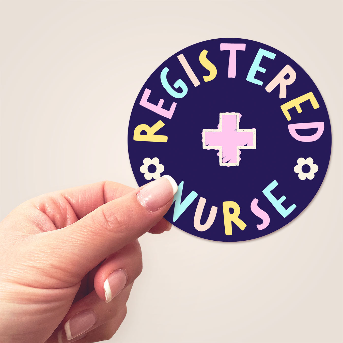 Circular RN Plus Sign Sticker