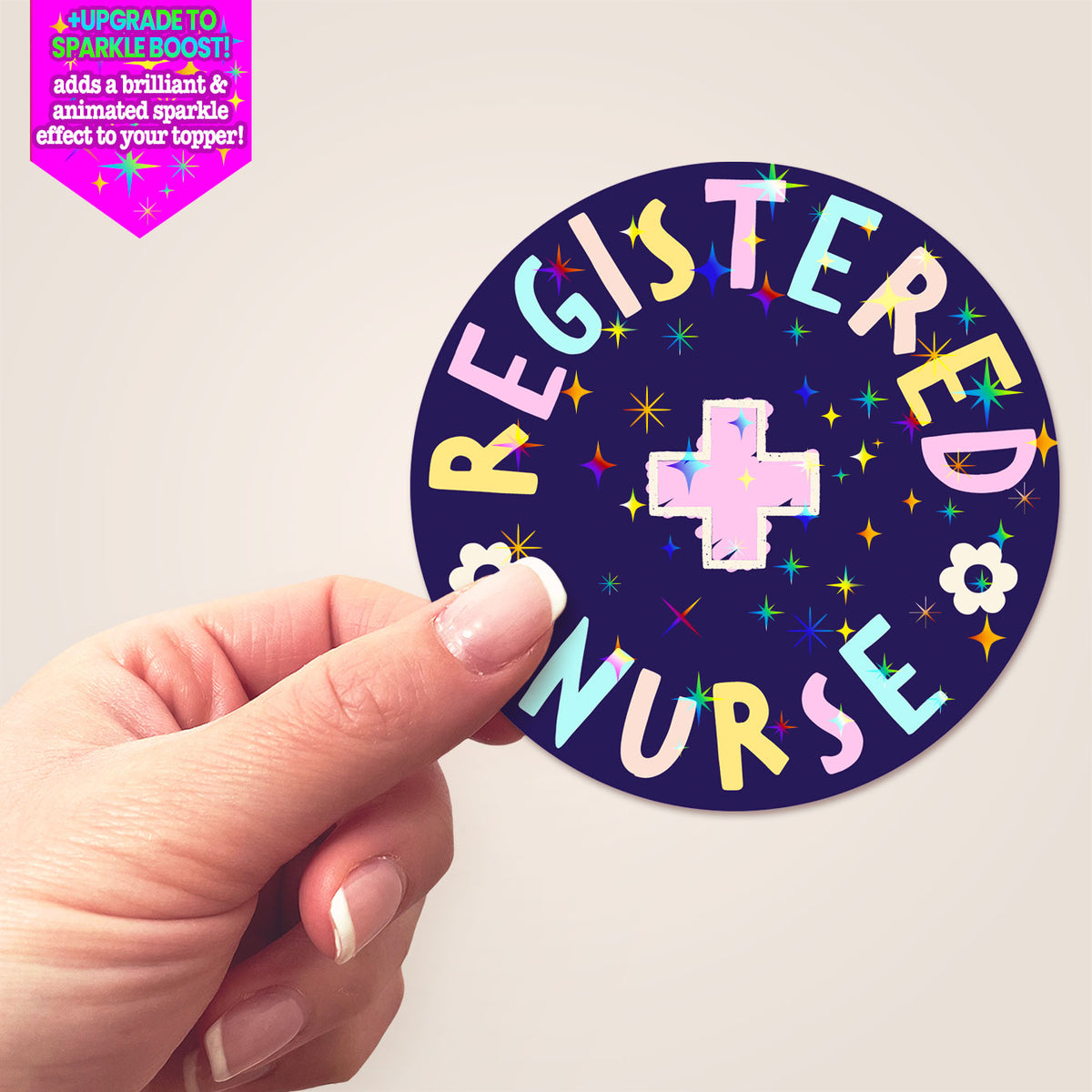 Circular RN Plus Sign Sticker - Topperswap