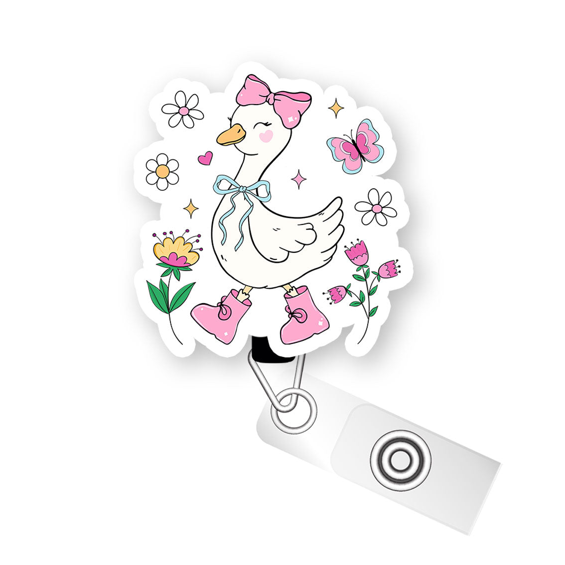Spring Stroll Goose Pop Topper Swapfinity Retractable ID Badge Reel