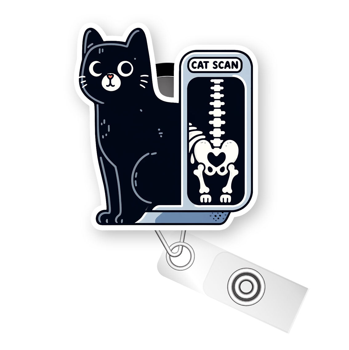 Cat Scan Radiologist Badge Reel - Cute Cat Gift, Custom ID Holder