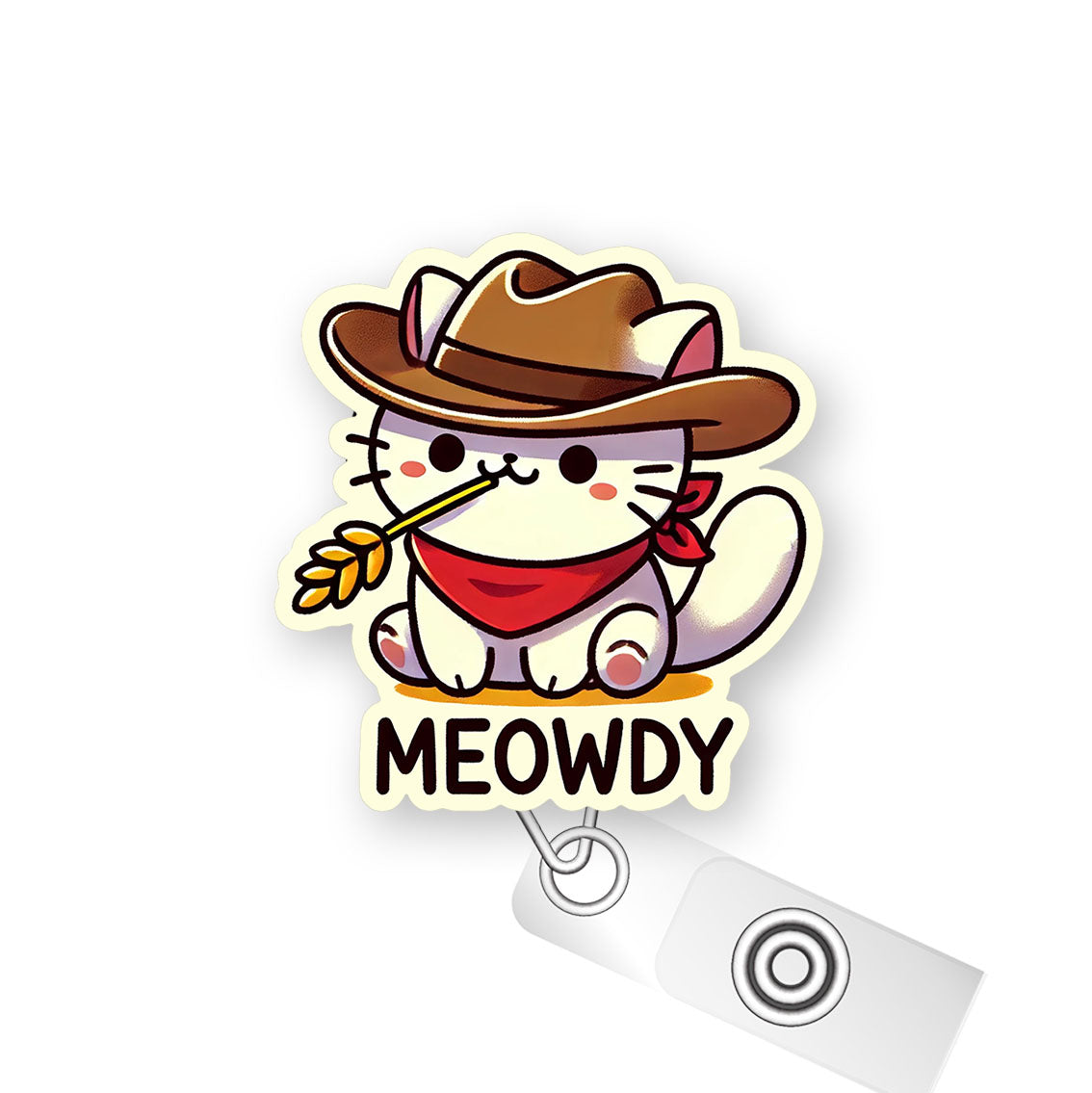 Meowdy Cat Lover Badge Reel - Cute Nurse Gift, Custom ID Holder