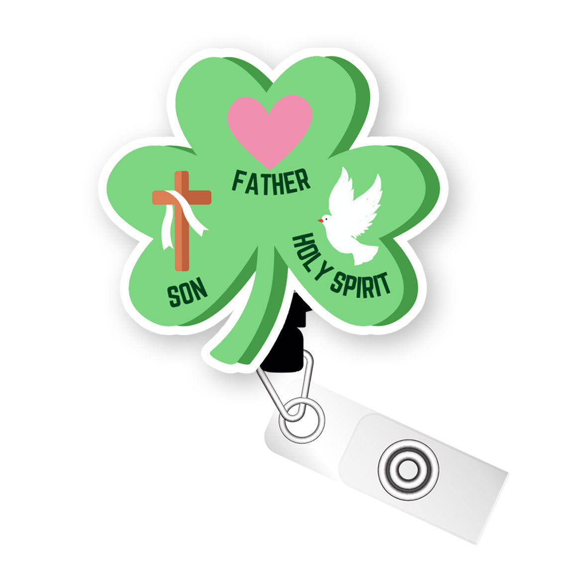 Holy Trinity Shamrock Pop Topper Swapfinity Retractable ID Badge Reel