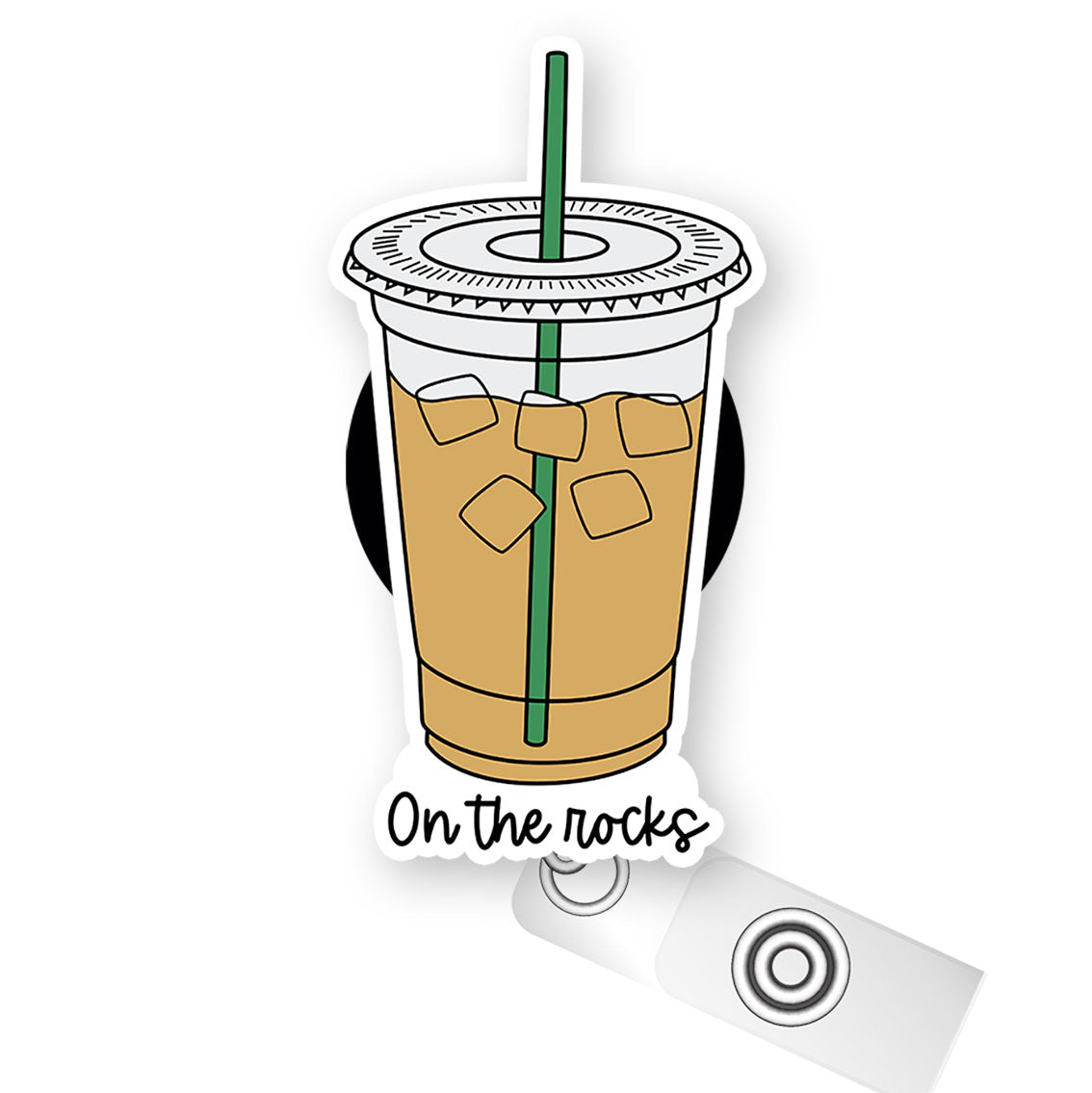 Coffee On the Rocks Badge Reel - Unique Nurse Gift, Custom ID Holder