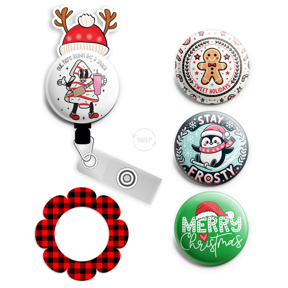 Festive Snacktacular Christmas Retractable ID Badge Reel Bundle