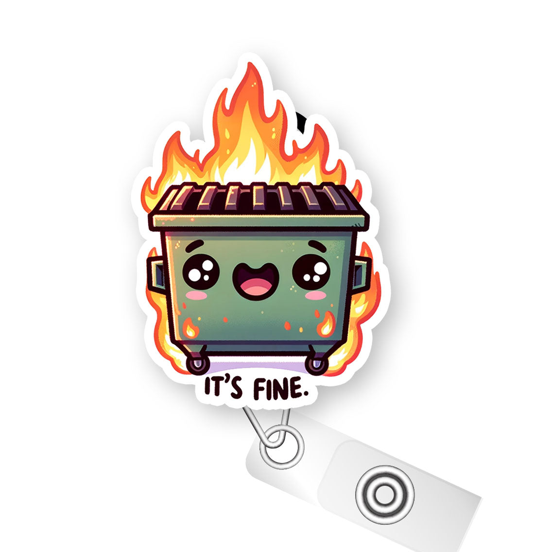 It's Fine Quirky Nurse Badge Reel - Cute Work Gift for Nurses and Teachers