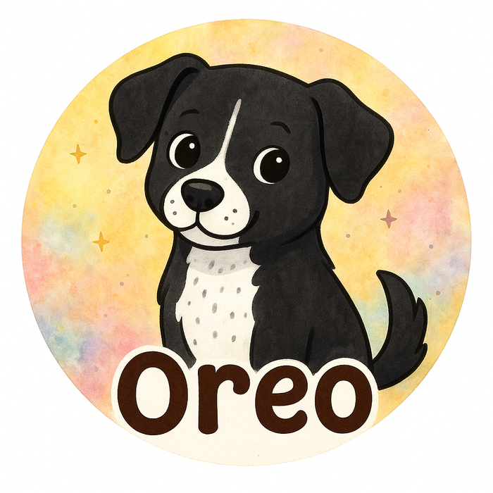 Custom Design – Just a photo from the chest up. Oreo is black, has a w