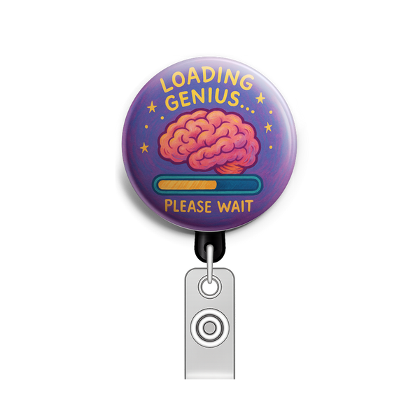 Custom Design – Brain with a progress bar and text "Loading Genius...