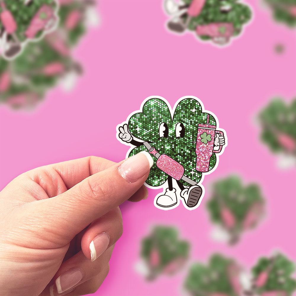 Glitter Shamrock Diva Sticker